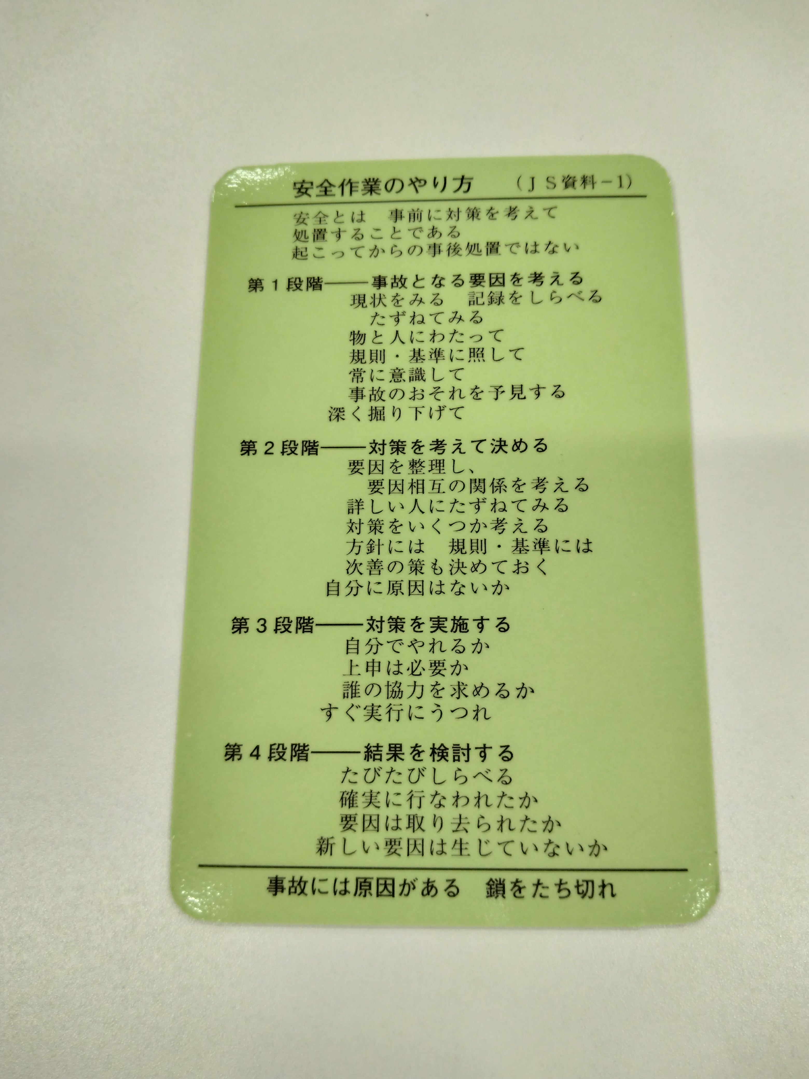 TWI-JS (安全作業のやり方) カード（単品） – 日本産業訓練協会